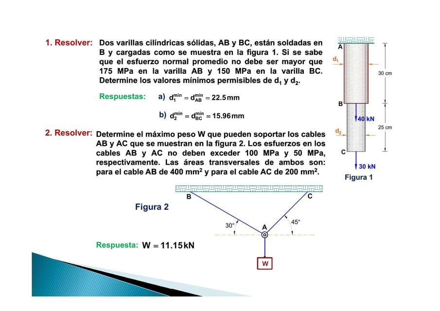 Ejercicios de esfuerzo simple | Apuntes de Ingenieria Civil | uDocz