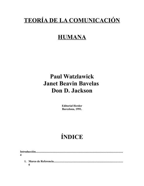 Teoria de la comunicacion humana watzlawick 1 | Made | uDocz