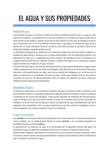 El agua y sus propiedades | Anto | uDocz