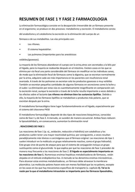Resumen de Fase 1 y 2 Farmacología | Mauro Martinez | uDocz