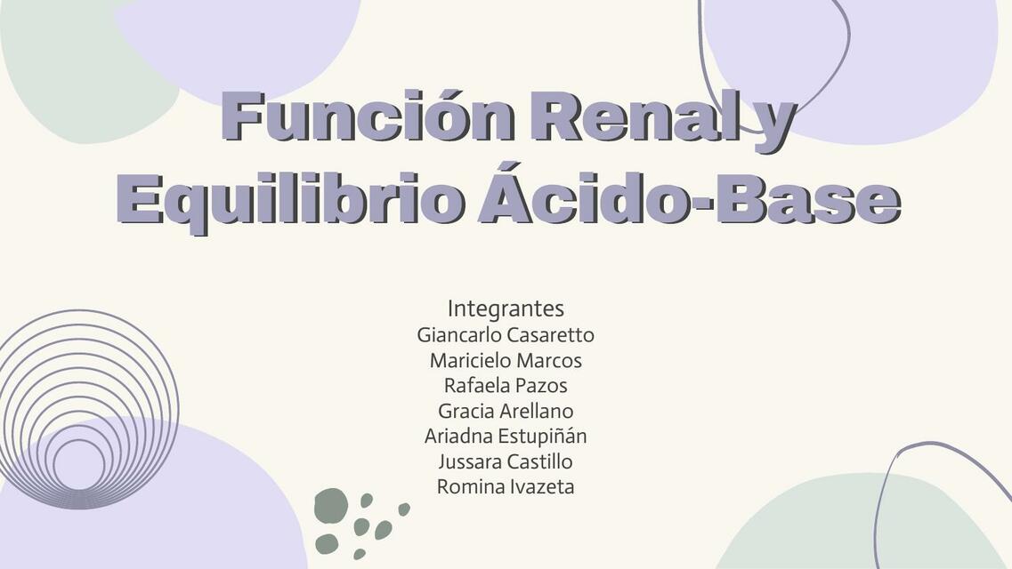 Función Renal y Equilibrio Ácido- Base | Diego | uDocz