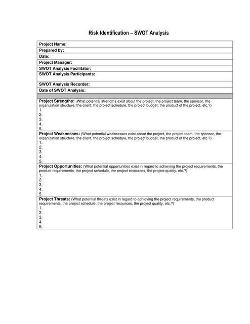 33 Risk Identification SWOT Analysis | uDocz