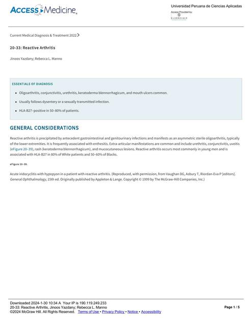 Reactive Arthritis | Maritrit | uDocz