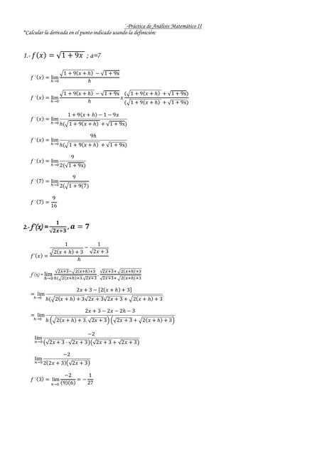 Práctica de Análisis Matemático II | Circulo De Matematica Prisma | uDocz