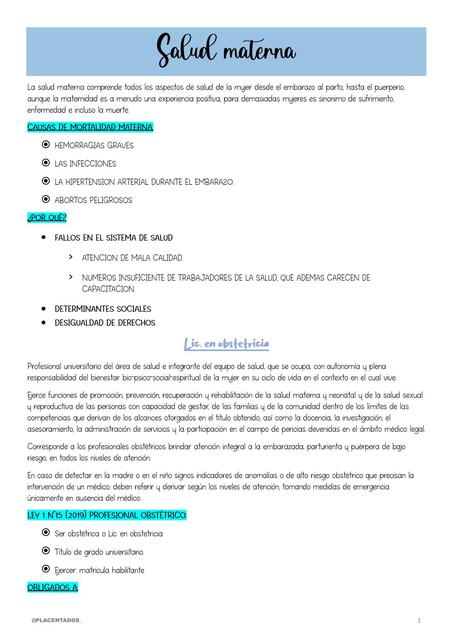 Salud materna | Placentados | uDocz