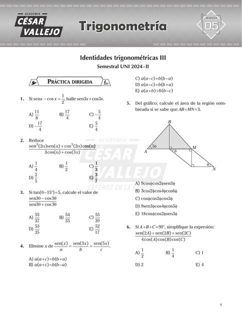 Identidades trigonométricas III - Practicas dirigidas- REPASO UNI | LKevin Vargas | uDocz