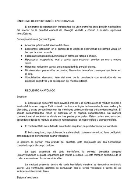 Resúmenes de Hipertensión endocraneal | Descarga apuntes de ...