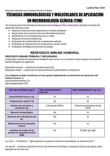 Tecnicas inmunologicas y moleculares de apliación en microbiologia ...