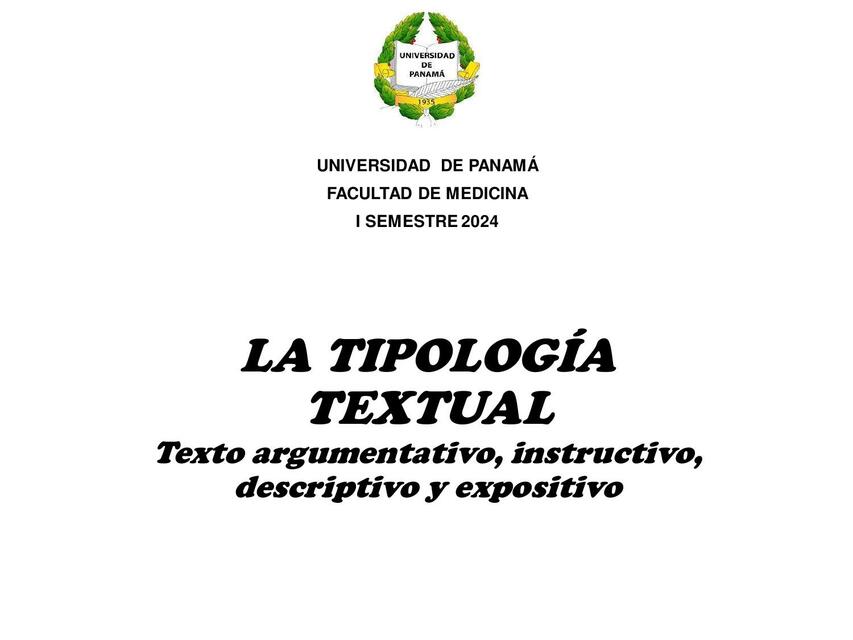 Tipología textual Texto argumentativo, instructivo, descriptivo y ...