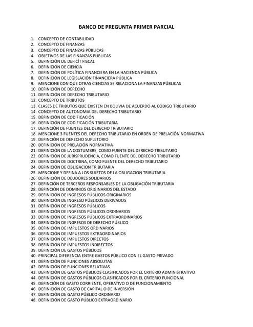 Banco de Pregunta Primer Parcial | Damaris Noelia | uDocz