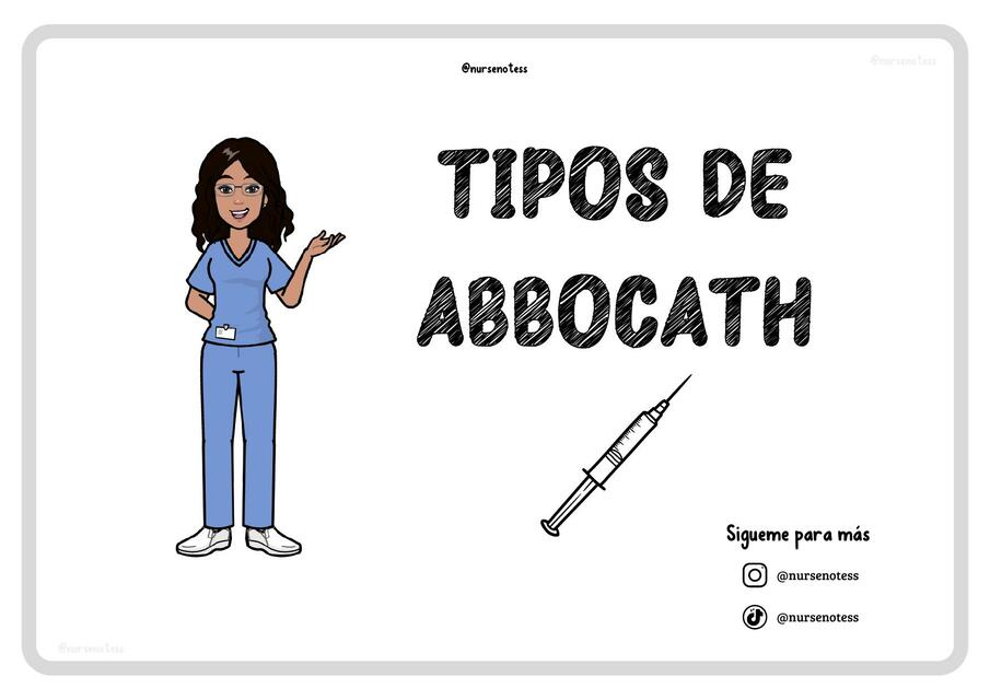Tipos de abbocath @nursenotess | Nursenotess | uDocz