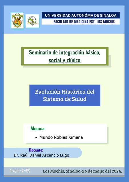 Evolución Histórica del Sistema de Salud | Ximena Mundo | uDocz