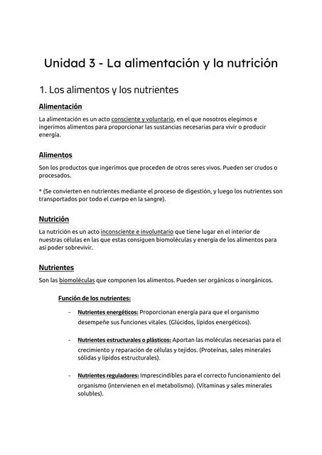 La Alimentación y la Nutrición | uDocz