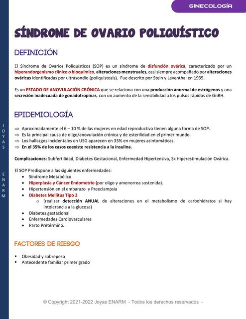 6 Síndrome de Ovarios Poliquístico SOP | Gabriela Aguilar Tellez | uDocz