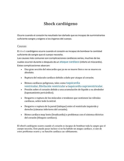 shock cardiógeno | Aura Ester Peréz Rada | uDocz