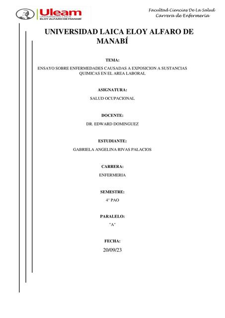 Ensayo de enfermedades | Angelina Rivas | uDocz
