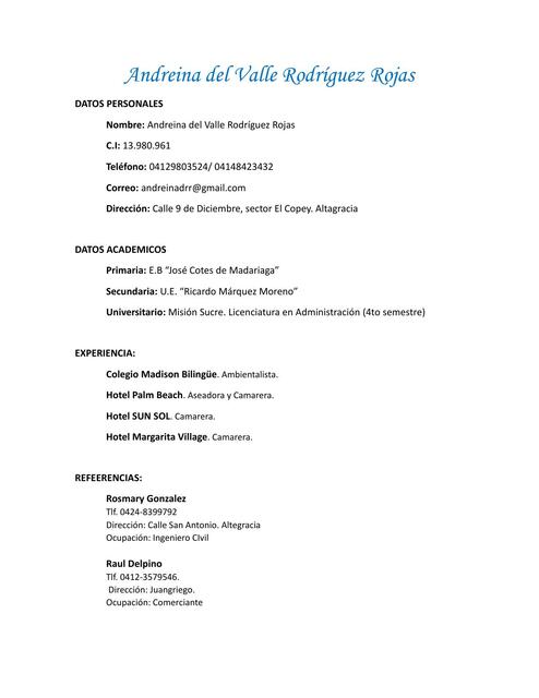 andreina rodriguez | Rosmary | uDocz
