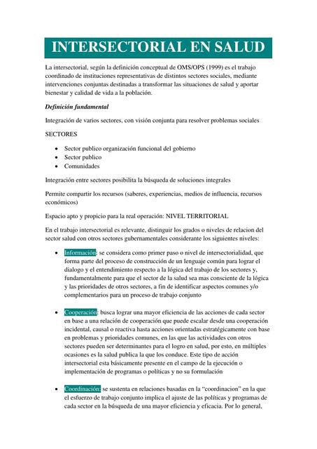 INTERSECTORIAL EN SALUD | Agustina | uDocz