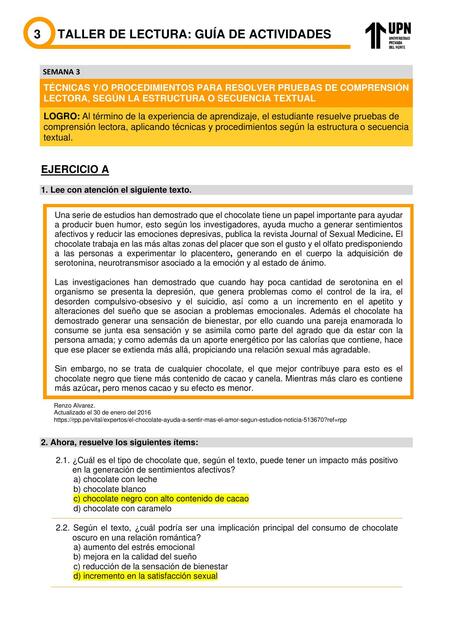 SEM 3 Guía de actividades de lectura | Araziel | uDocz