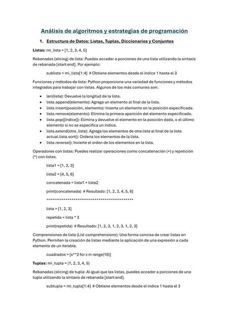 Análisis de algoritmos y estrategias de programaci | Claudio | uDocz