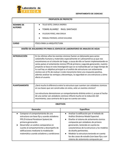 1ER AVANCE DE PROYECTO FÍSICA | Ana Villegas | uDocz