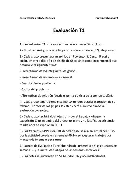 CYES PAUTAS EVALUACIÓN T1 | Jamilet | uDocz