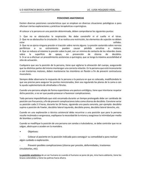 Flashcards de POSICIONES ANATOMICAS | Por EVELYN | uDocz