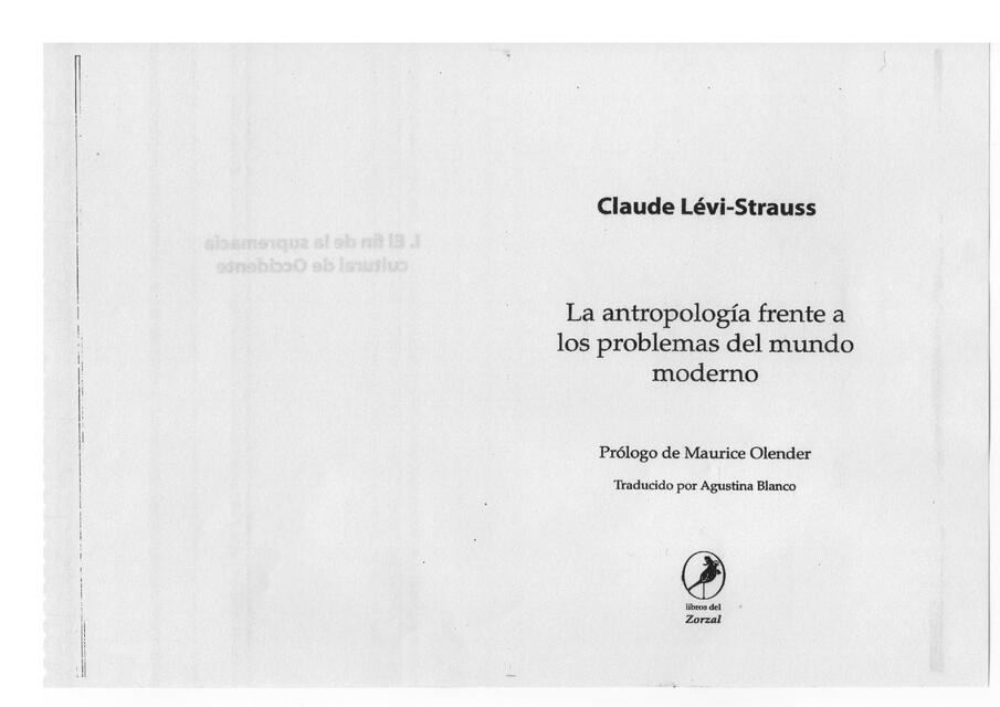 Lévi Strauss La Antropología frente a los problema | grisel alejandra ...