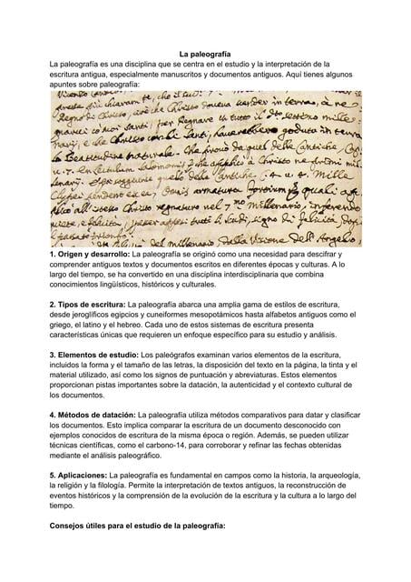 La paleografía