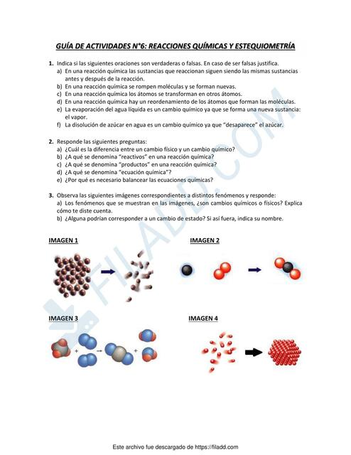 GUIA DE ACTIVIDADES N6 REACCIONES QUIMICAS Y ESTEQ | Silvana Vázquez ...