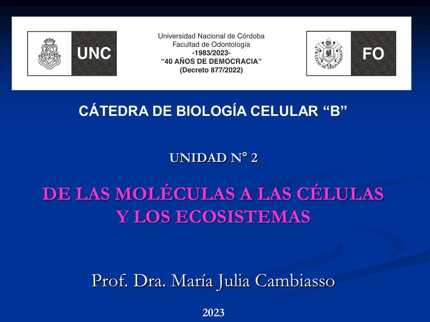 1er Teórico De las moléculas a las células 1 | Silvana Vázquez | uDocz