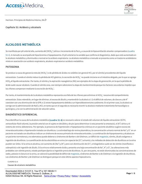 Alcalosis metabólica | Pablo Zapata | uDocz