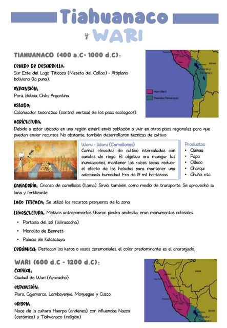 TIAHUANACO Y WARI | Fer | uDocz