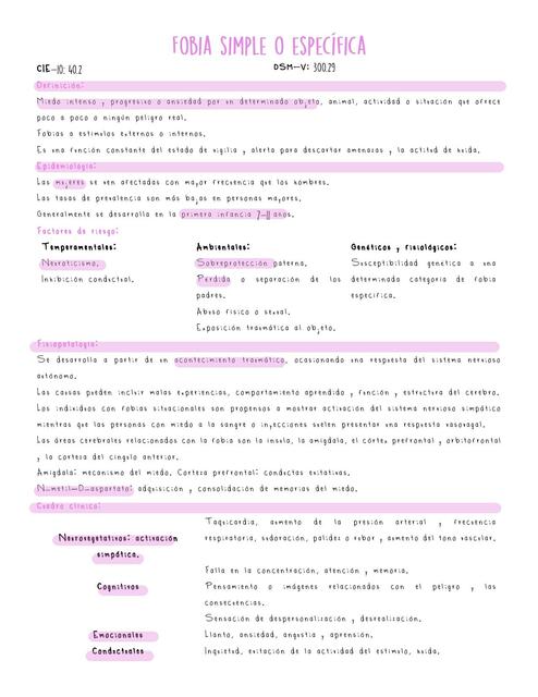 Fobia simple | Medic_notes | uDocz