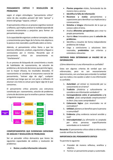 Pensamiento crítico y resolución de problemas | Juana | uDocz