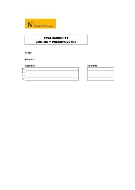 Evaluación T1 costos y presupuesto | Dayana | uDocz