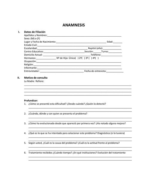 ANAMNESIS imprimir | Rossi | uDocz