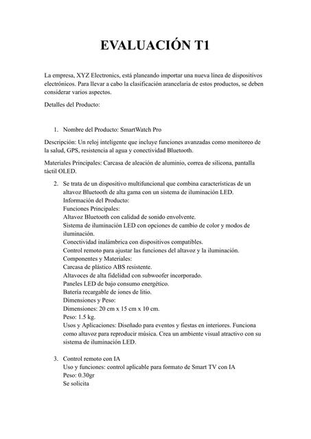 EVALUACION T1 ADUANAS | Lizeth | uDocz