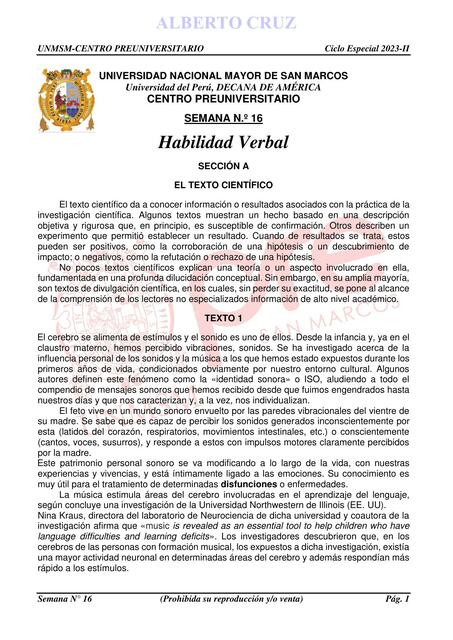 BOLETIN SEMANA N16 CICLO ESPECIAL II por Alberto C | Ariana Tenorio ...
