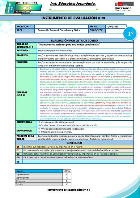 1 DPCC LC ACT 1 UNI 2 SEM 01 | Yanela Sedano | uDocz