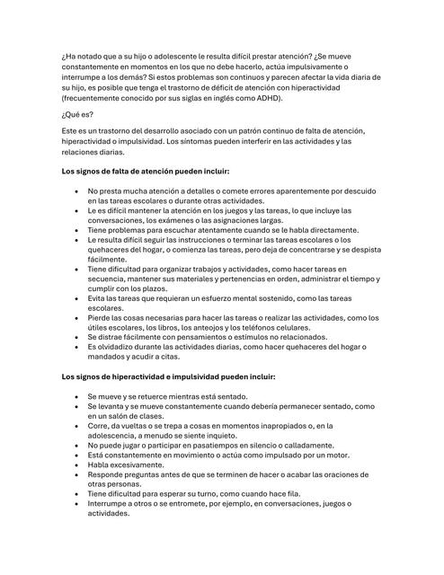 Signos TDAH | PsicoApuntes | uDocz