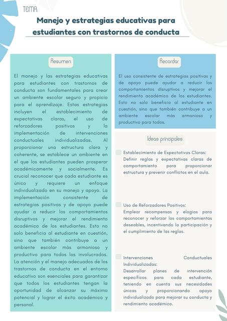 Manejo y estrategias educativas para estudiantes con trastornos de ...