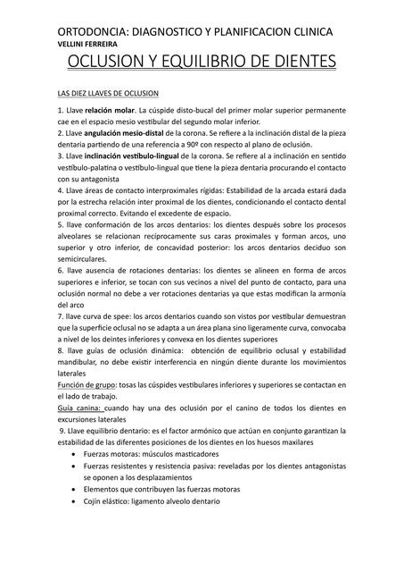 LAS DIEZ LLAVES DE OCLUSION VELLINI | Milagros Antonio | uDocz