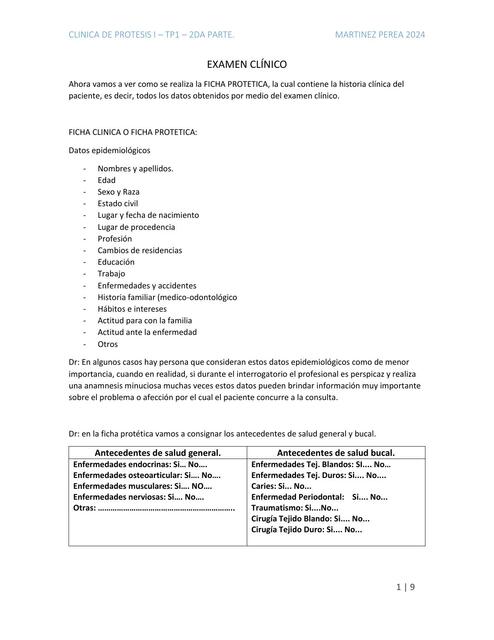 EXAMEN CLINICO P.T.R 2 | Mauro Martinez | uDocz