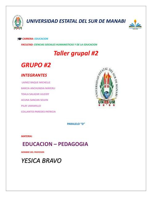 Taller grupal educación - pedagógica | Mayerli | uDocz