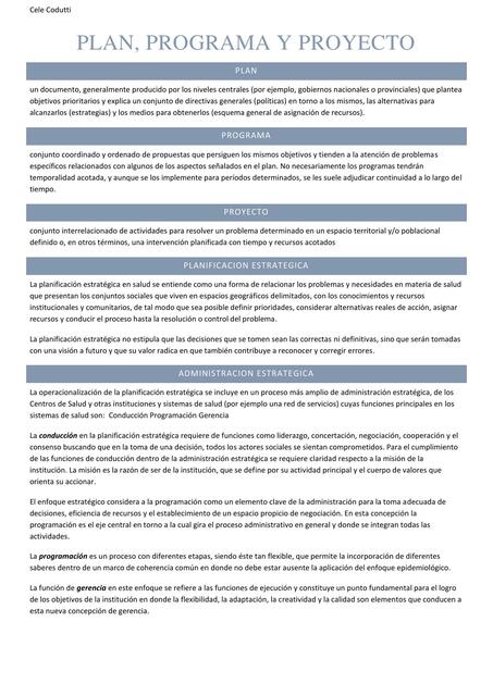 Plan programa y proyecto | Celeste Codutti | uDocz