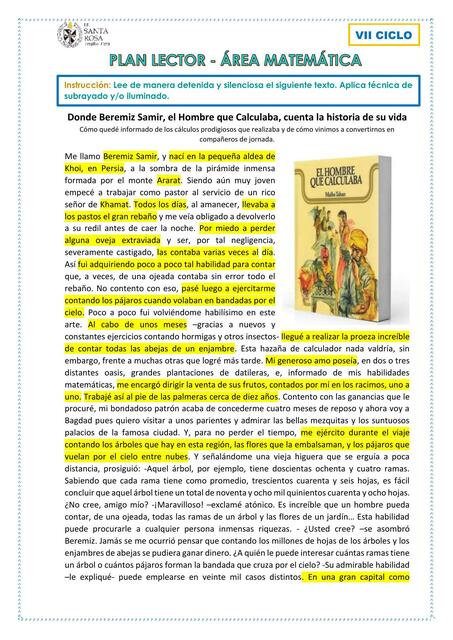 PLAN LECTOR MATEMÁTICA | Fátima | uDocz