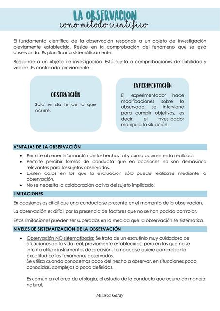 La Observación como método científico | psicosalud | uDocz