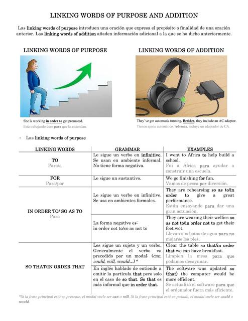 LINKING WORDS OF PURPOSE AND ADDITION | Ivana Goye | uDocz