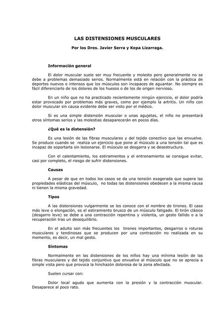 Las distensiones musculares 1 | Jostin Rolando Castro Montesdeoca | uDocz